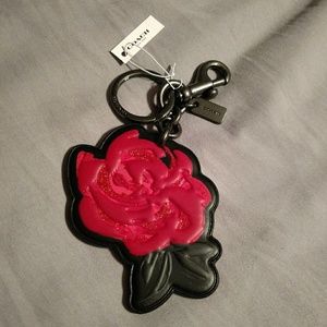 Coach | Accessories | Coach Leather Red Rose Bag Charm | Poshmark